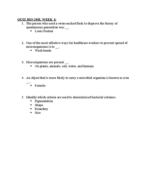 Topic WEEK 2 BIO 205 Q&A - Assignment question bank with answers ...