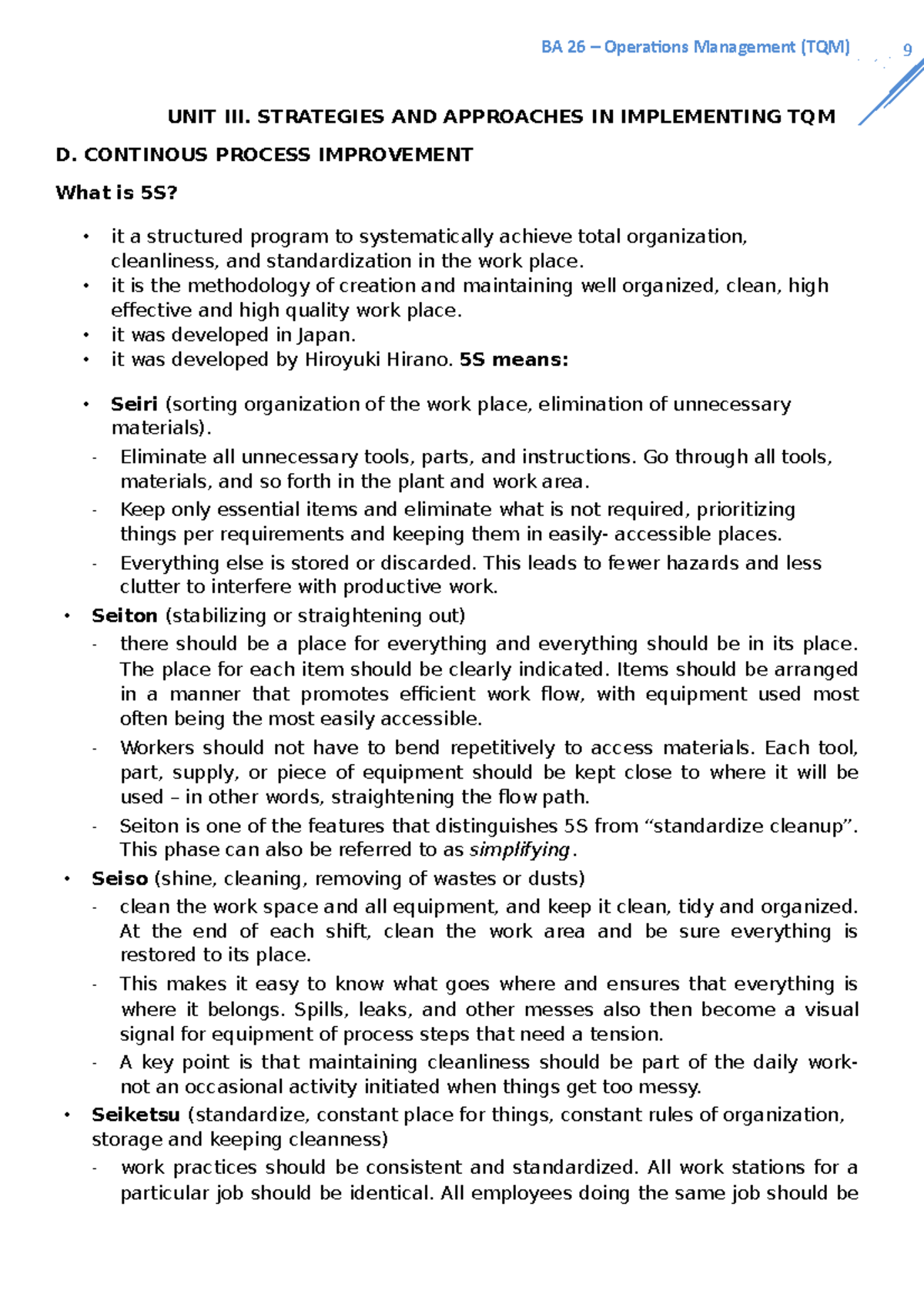 UNIT III. Part 2 5S and SQM - UNIT III. STRATEGIES AND APPROACHES IN ...