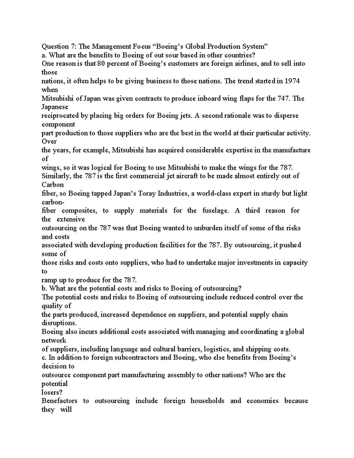 Bài tập buổi 1 - Question 7: The Management Focus “Boeing’s Global ...