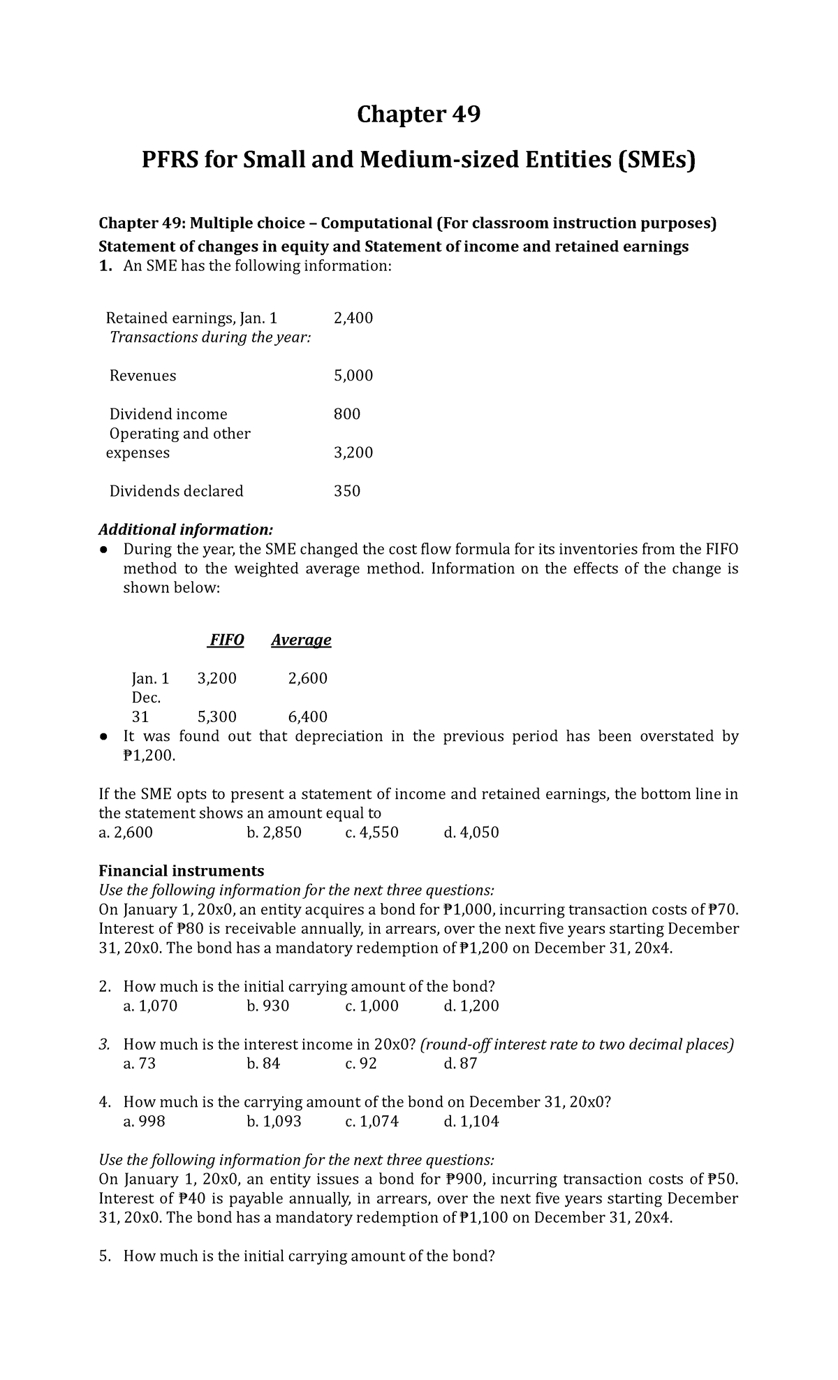 PFRS - Lecture Notes - Chapter 49 PFRS for Small and Medium-sized ...