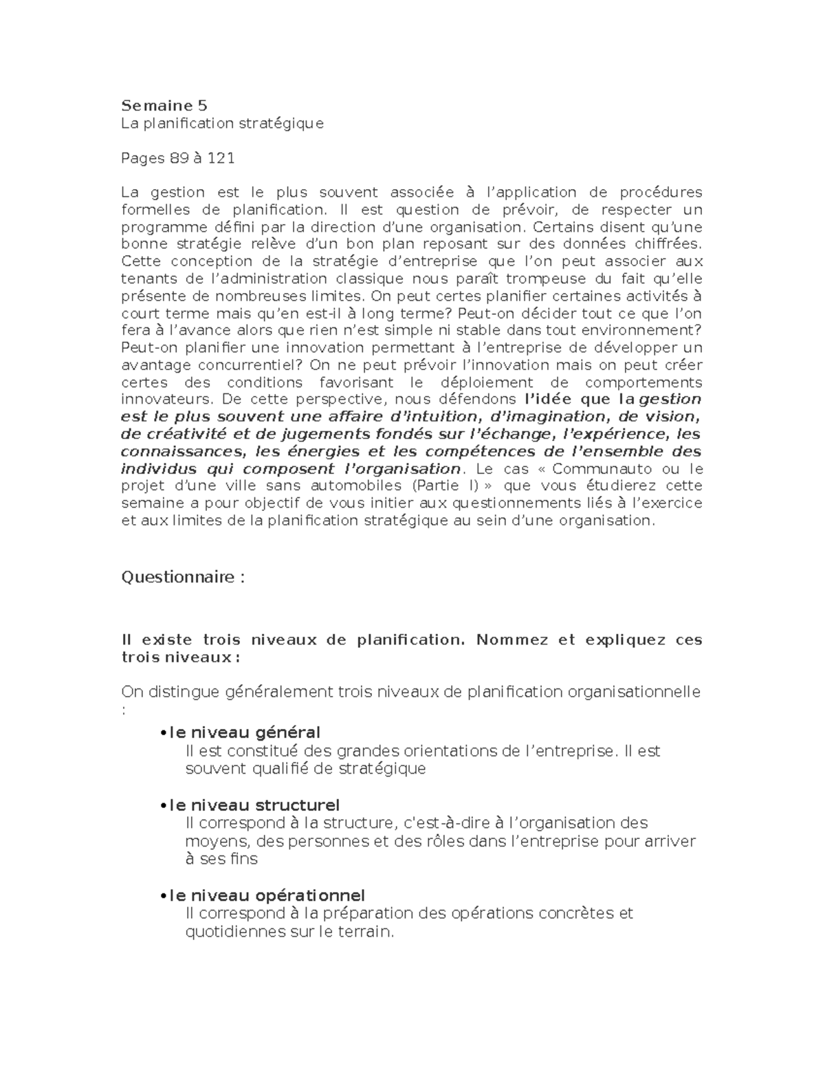 ADM 1002 - Cours 5 notes de cours personnelles - Semaine 5 La ...