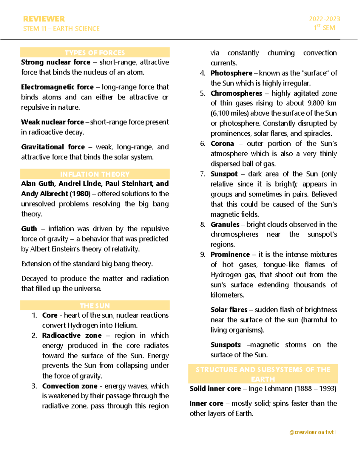 Esci reviewer @creaviour - REVIEWER STEM 11 – EARTH SCIENCE 1 ST SEM ...