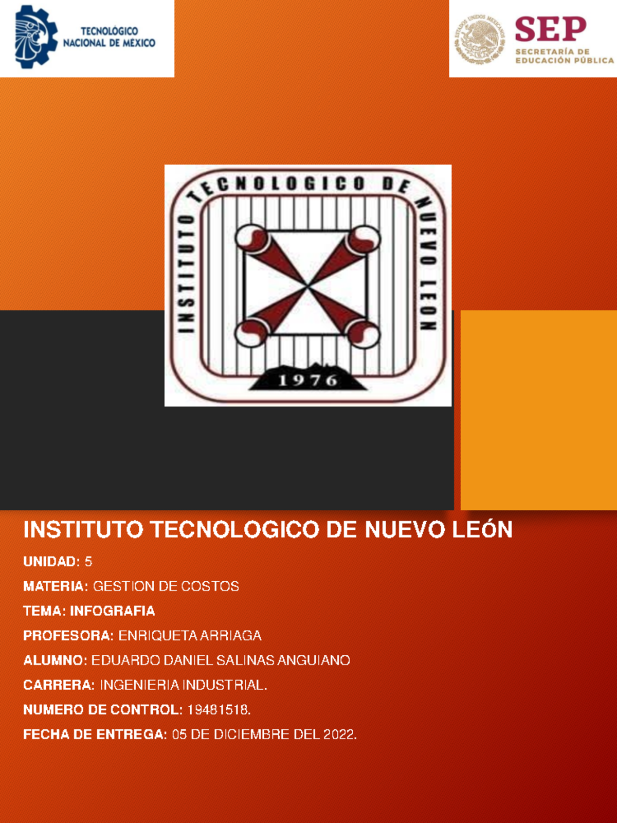 Infografia 19481518 - Costos historicos - INSTITUTO TECNOLOGICO DE ...
