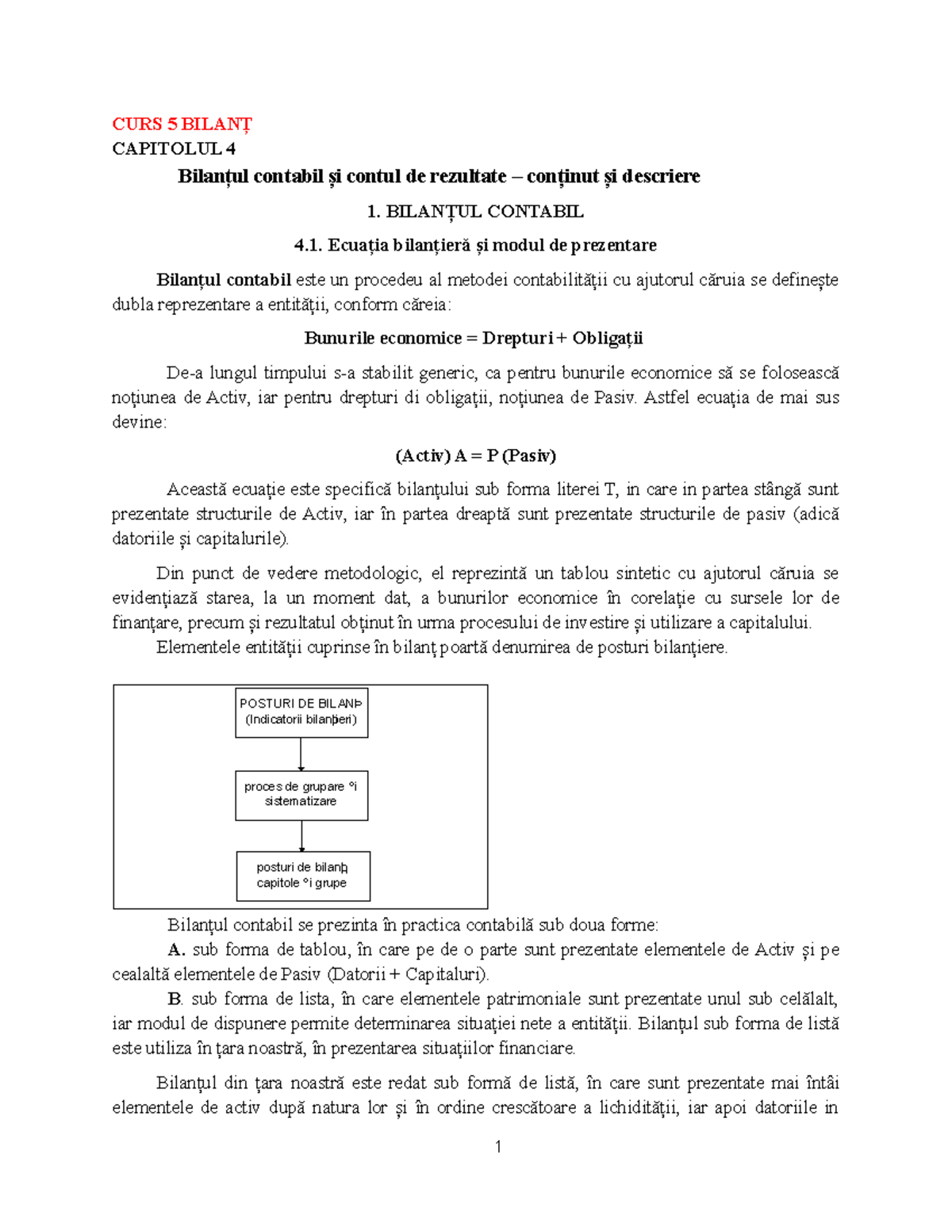 Curs 4 Bilantul contabil - CURS 5 BILANȚ CAPITOLUL 4 Bilanţul contabil ...