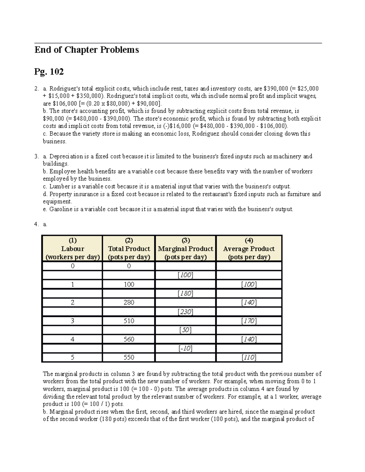 4 - Practice Question - Solutions - End of Chapter Problems Pg. 102 2 ...