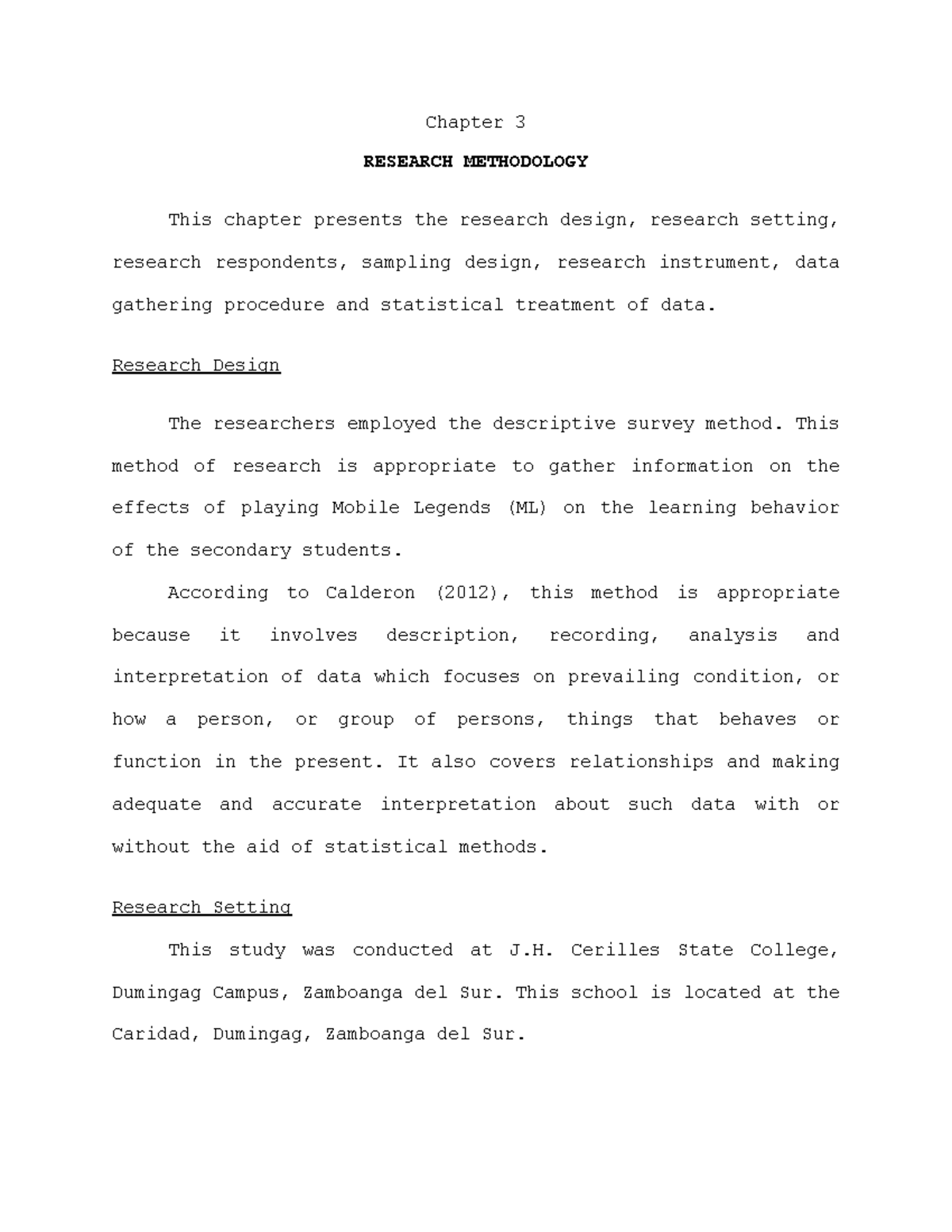 Chapter 3 - Chapter 3 RESEARCH METHODOLOGY This chapter presents the ...