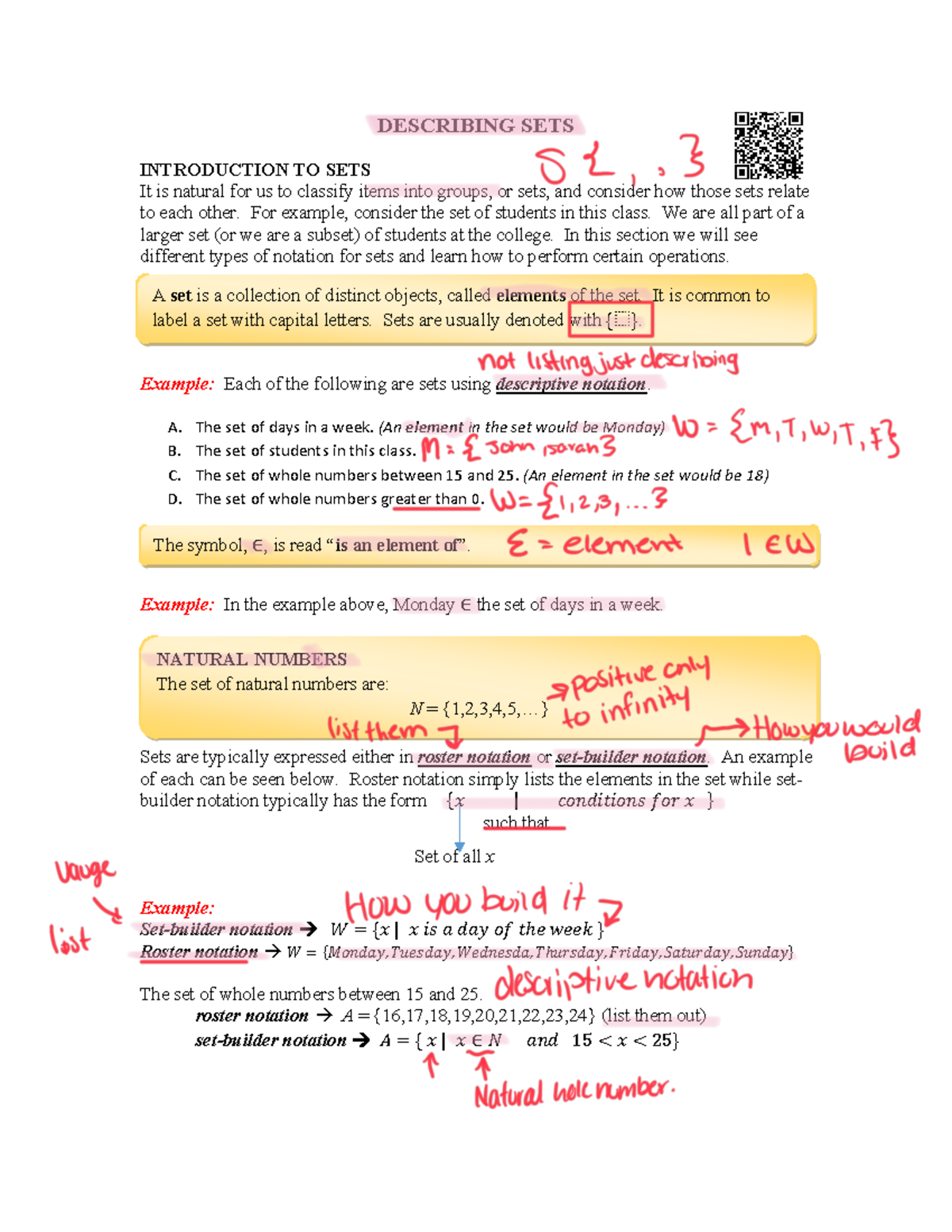 Chapter 2.2 Describing Sets - Set of all x such that DESCRIBING SETS ...