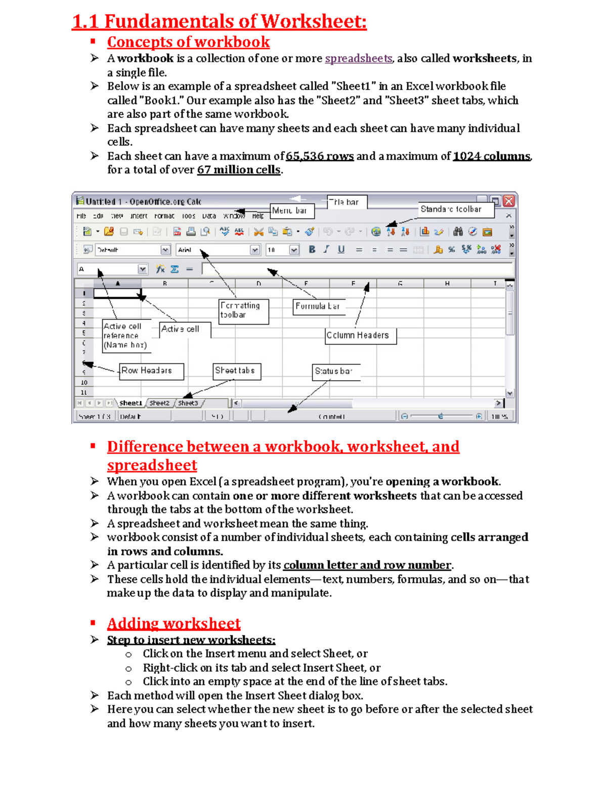 DMA UNIT-1 - 1 Fundamentals of Worksheet: Concepts of workbook A ...