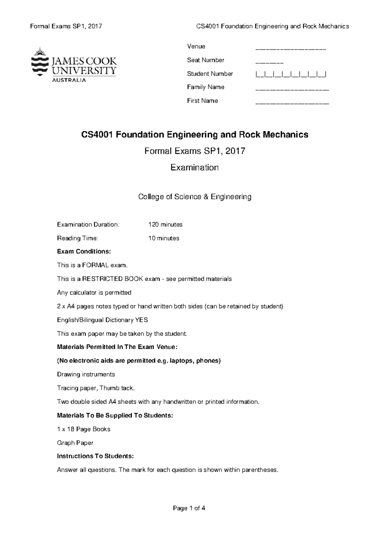 Exam 2017, questions - Formal Exams SP1, 2017 CS4001 Foundation ...