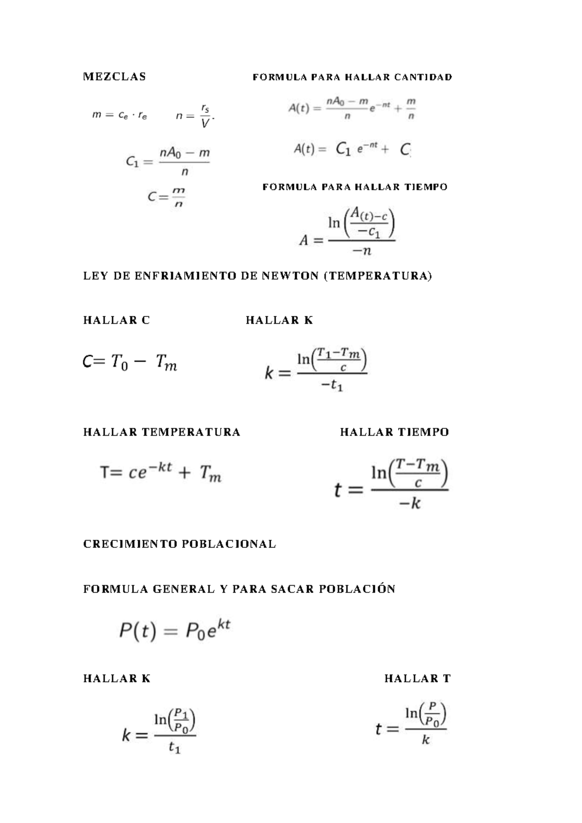 Ecuaciones Formulas U 3 Y 4 Ecuaciones - Algebra Lineal - MEZCLAS ...