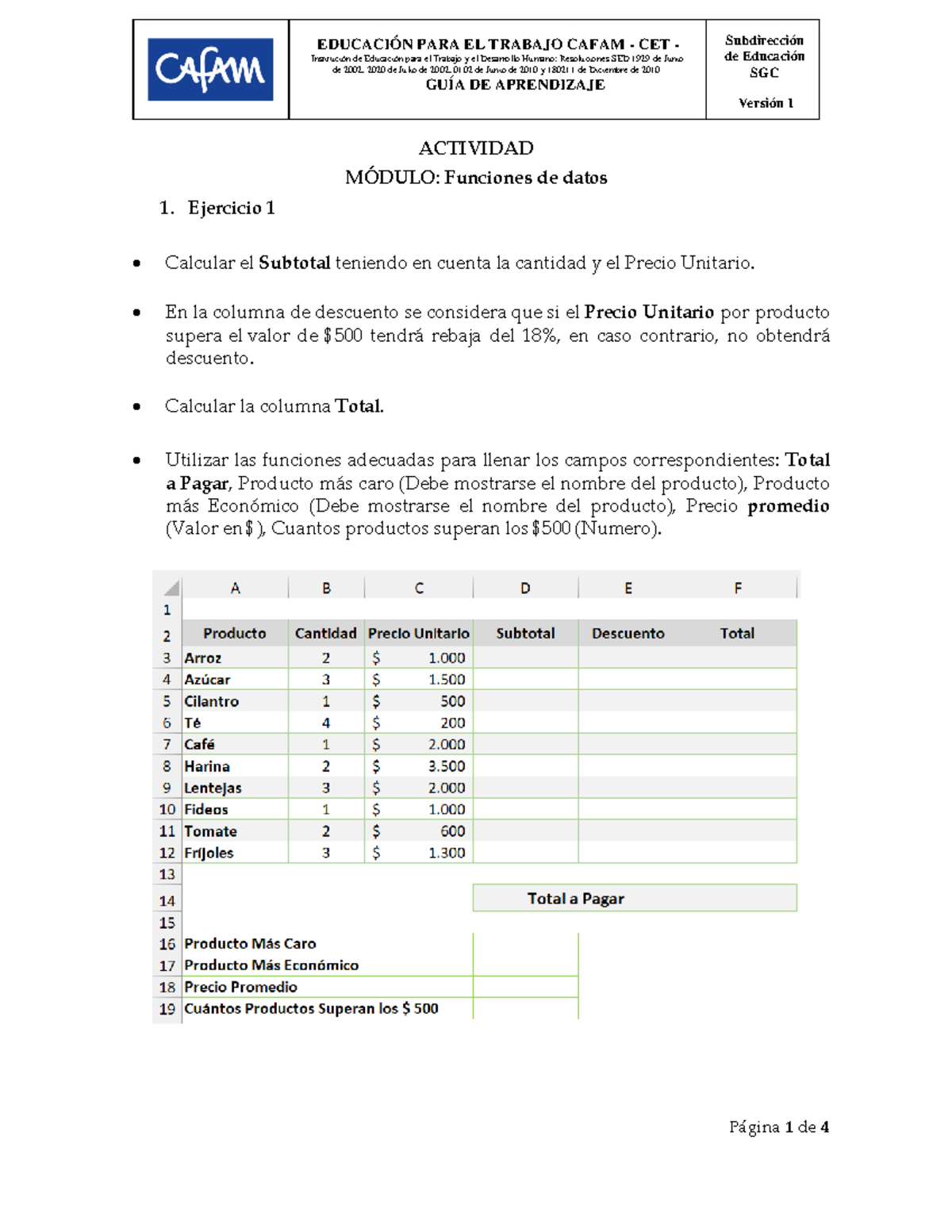 Módulo 4 -Guíaexcel - EDUCACIÓN PARA EL TRABAJO CAFAM - CET ...
