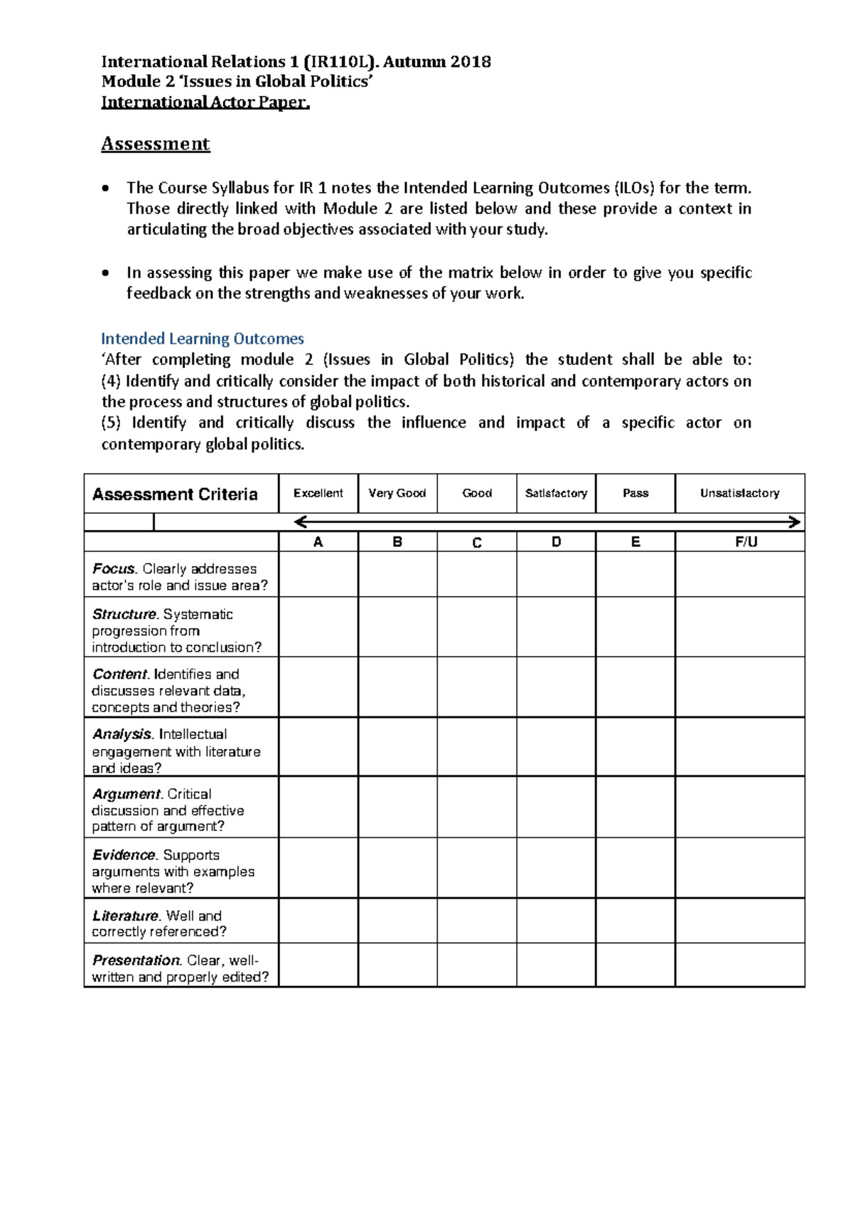 student matrix for seminars - International Relations 1 (IR110L ...