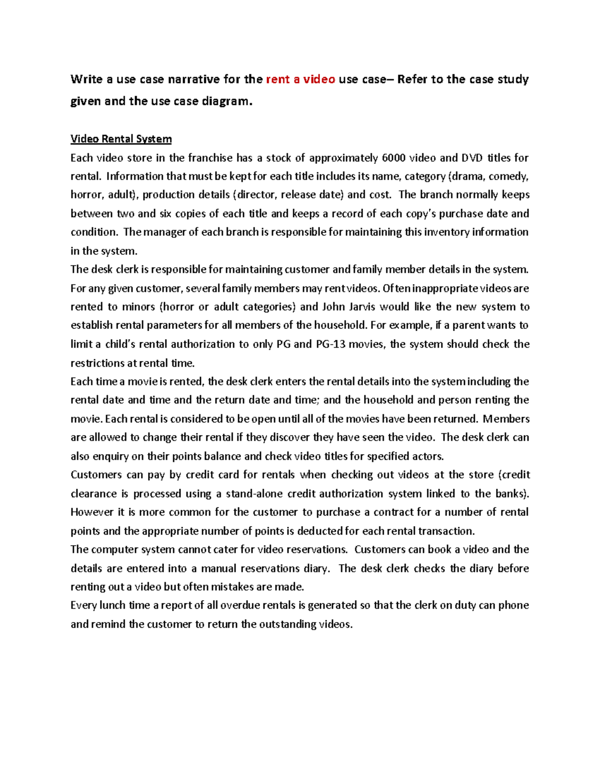 INF2009 F Use Case Narratives Extra Exercise Example Question 2022 ...