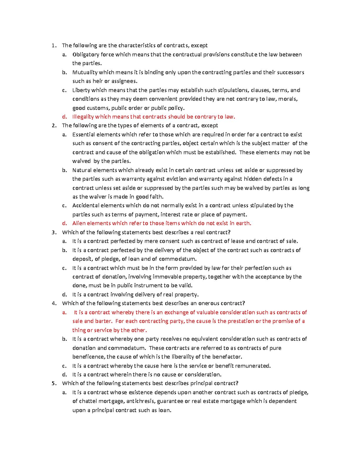 Pdfcoffee - Law - The following are the characteristics of contracts ...