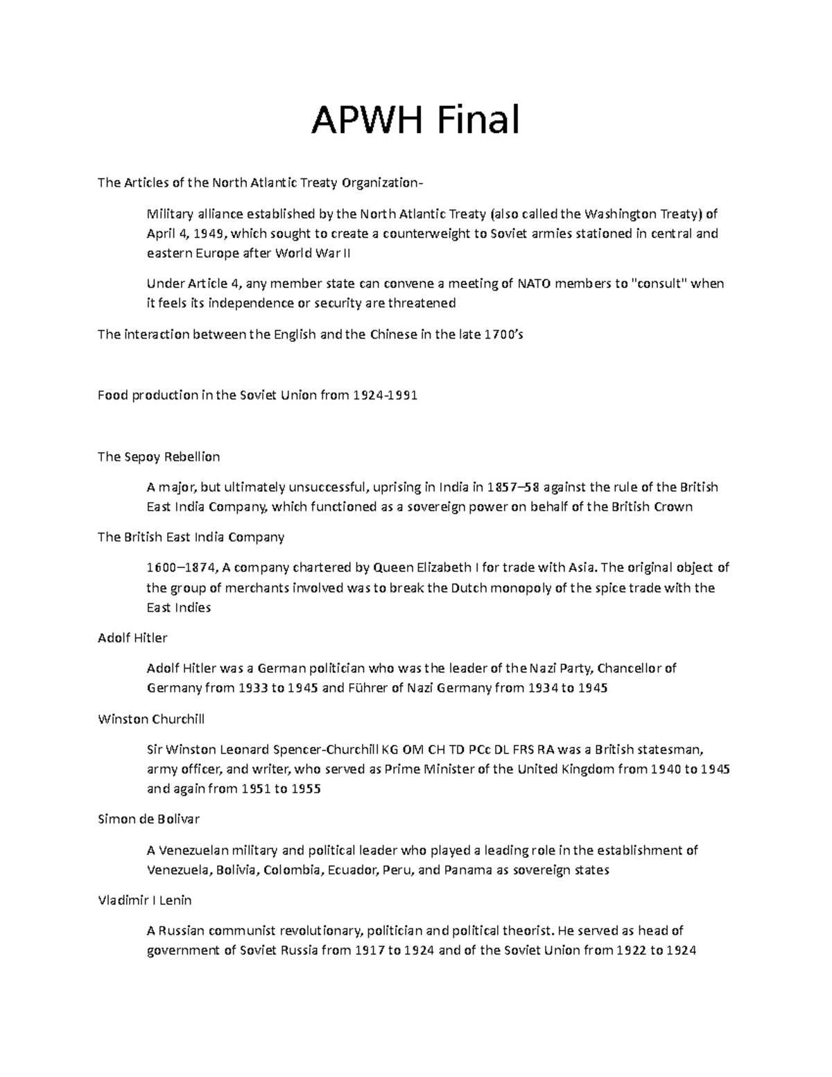 APWH Final - my school wasn't listed so I picked one at random - APWH ...
