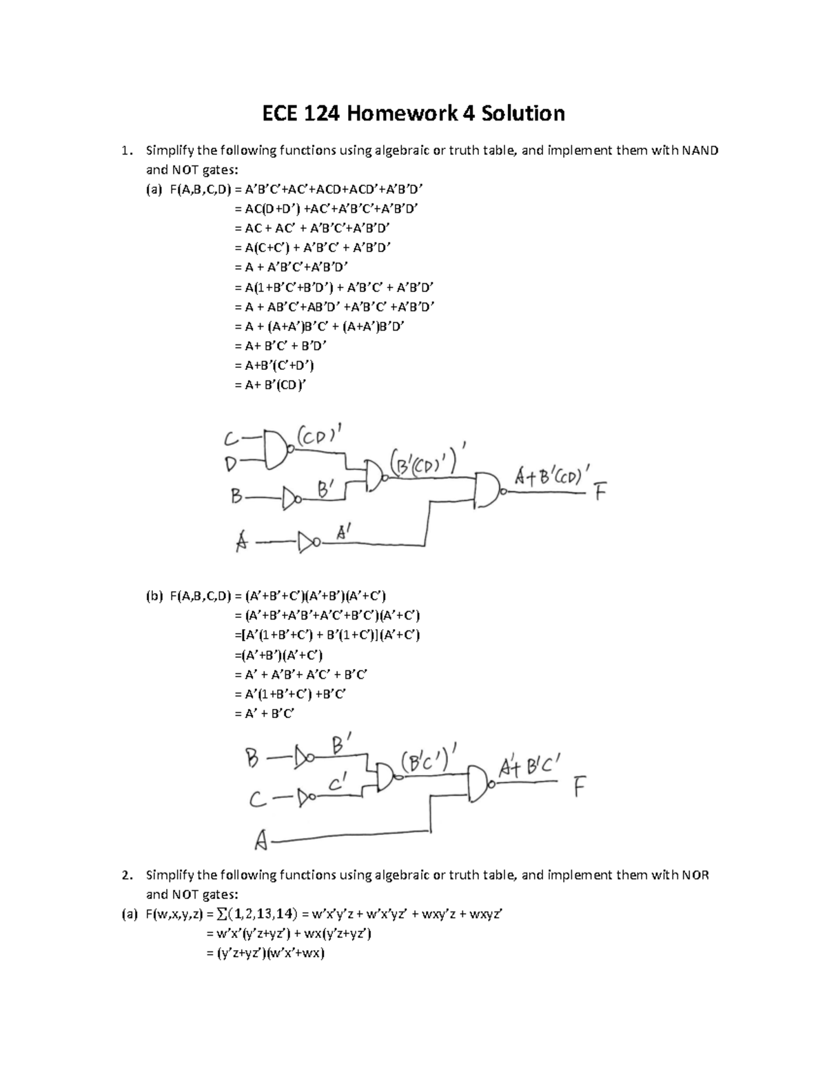 Hw4 Solution Warning Tt Undefined Function 32 Warning Tt Undefined Function 32 Ece 124 9363