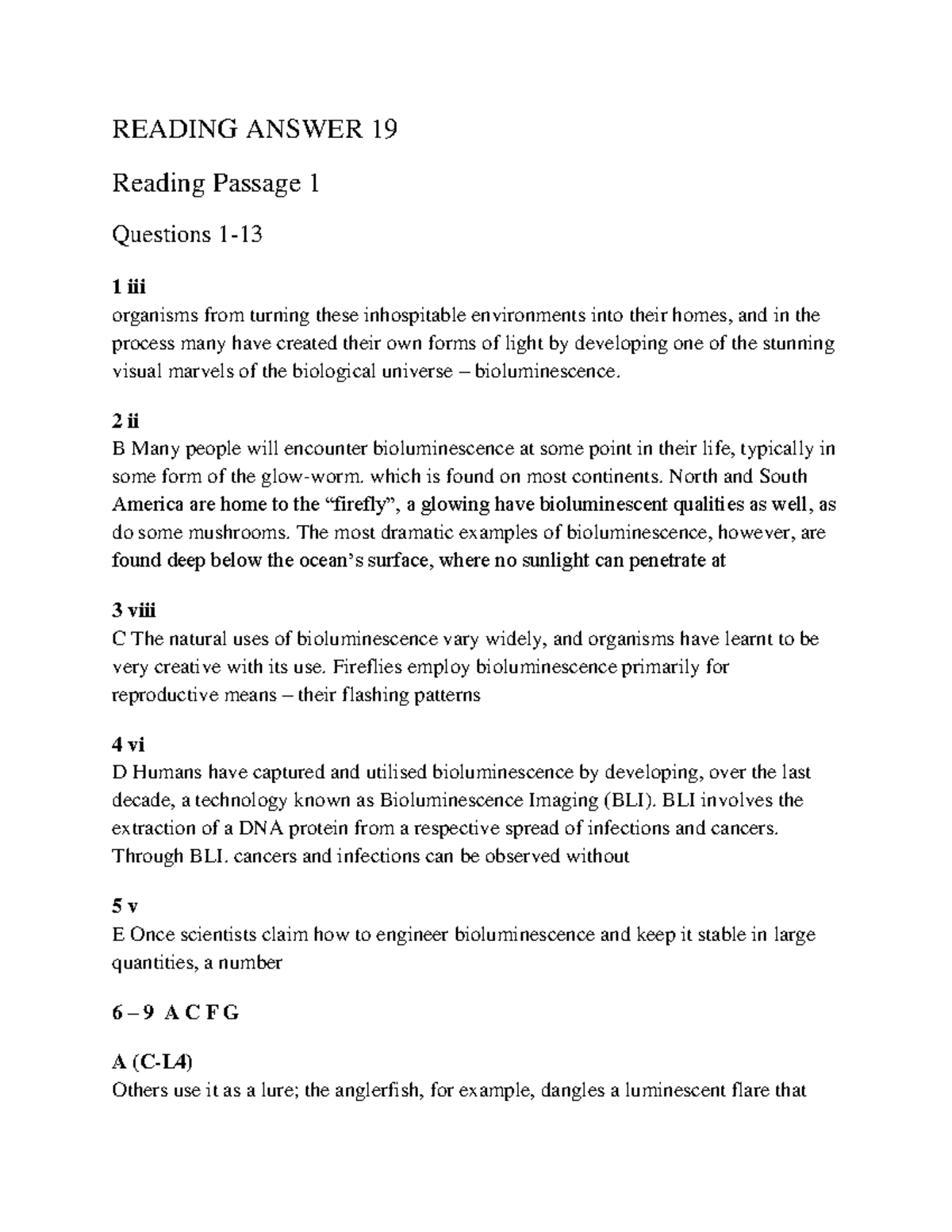 Reading TEST 19 Answer Good READING ANSWER 19 Reading Passage 1