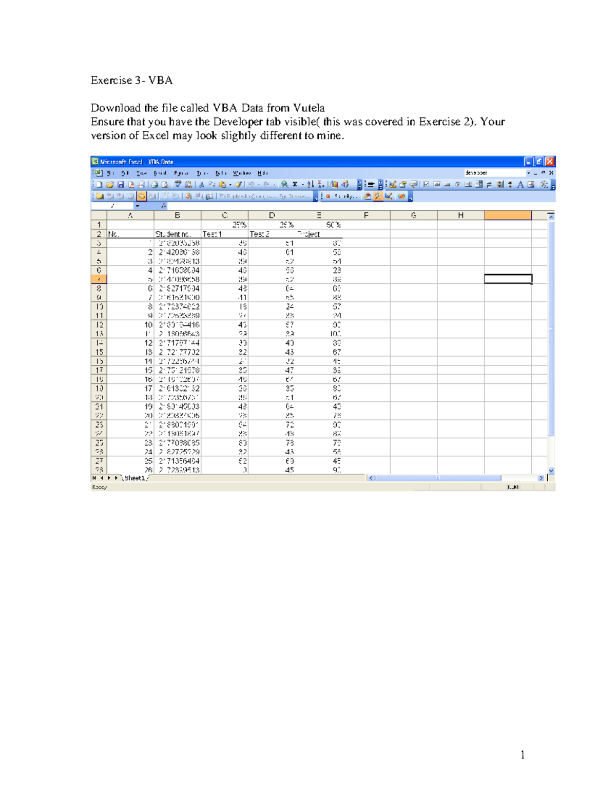VBA- solving steps-2023 - Exercise 3 - VBA Download the file called VBA Data from Vutela Ensure ...