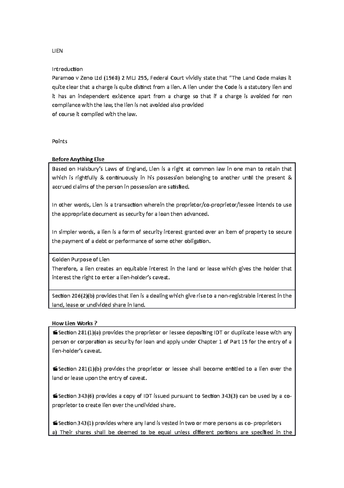 LIEN FULL - Lien Chapter Personal Notes - Nigel Tai Zhe - LIEN ...