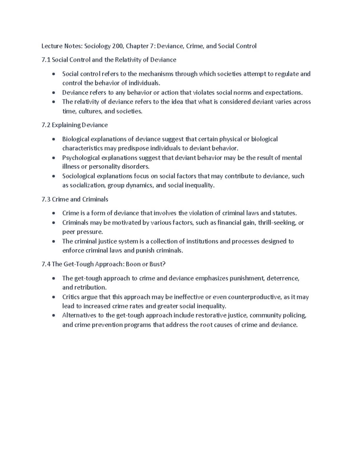 Soc 7 - Chapter 7 SOC 200 notes - Lecture Notes: Sociology 200, Chapter ...