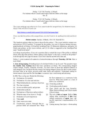 Prelim 1 Solutions Fall 2010 - CS2110 Fall 2010 Prelim 1 October 14, 2010 The exam is closed ...