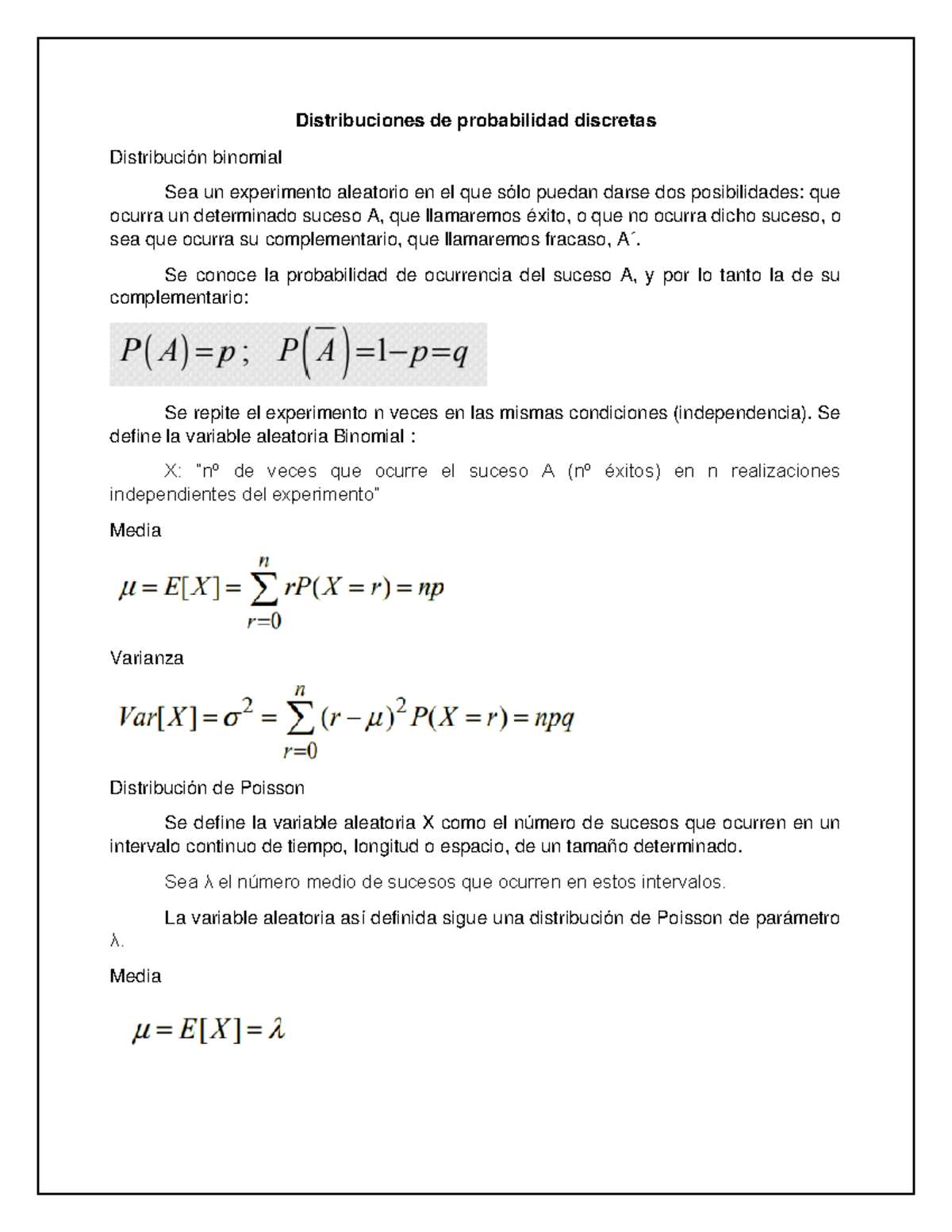 M3.3 Distribuciones de probabilidad discretas - Distribuciones de probabilidad discretas - Studocu