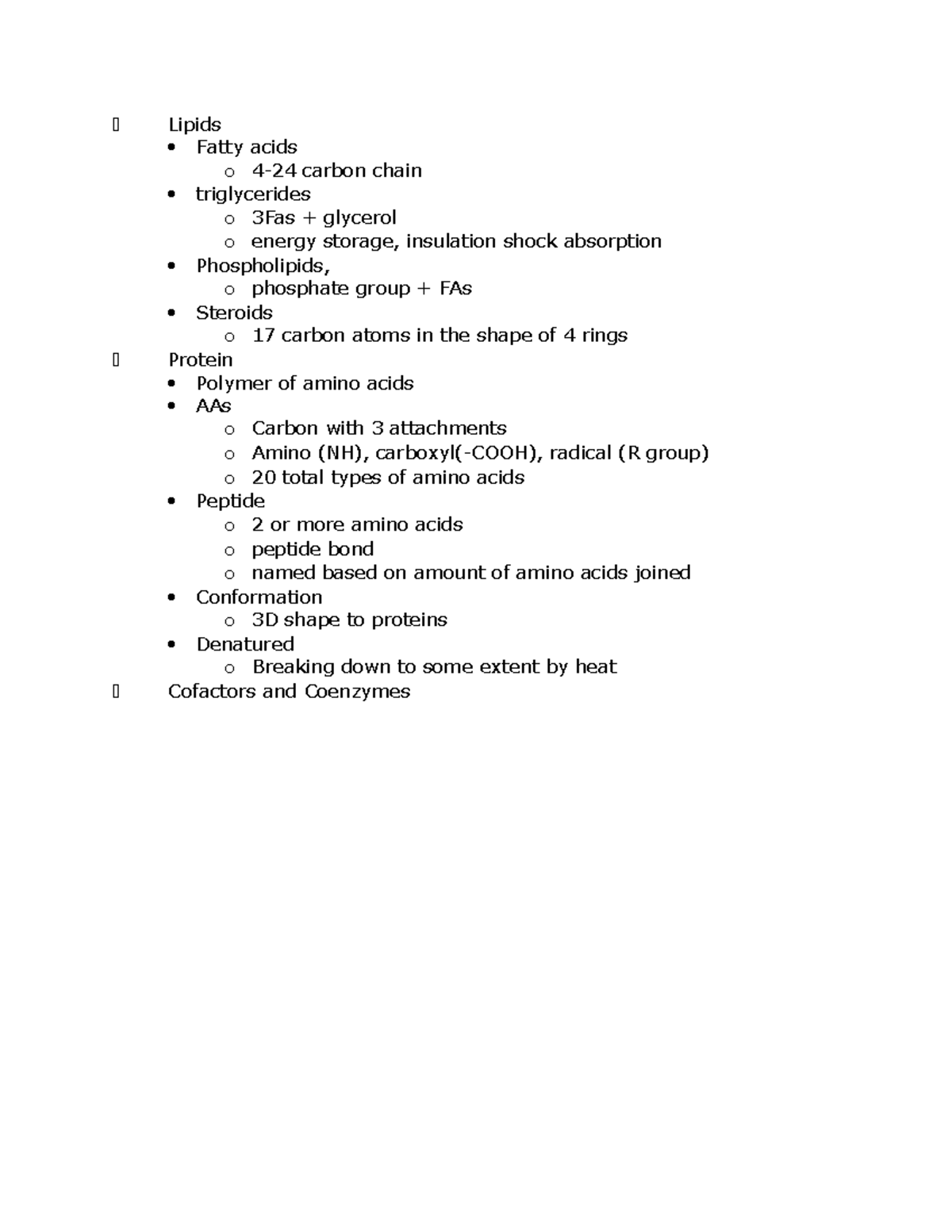 Lipids - Lipsa and proteins notes - Lipids Fatty acids o 4-24 carbon ...