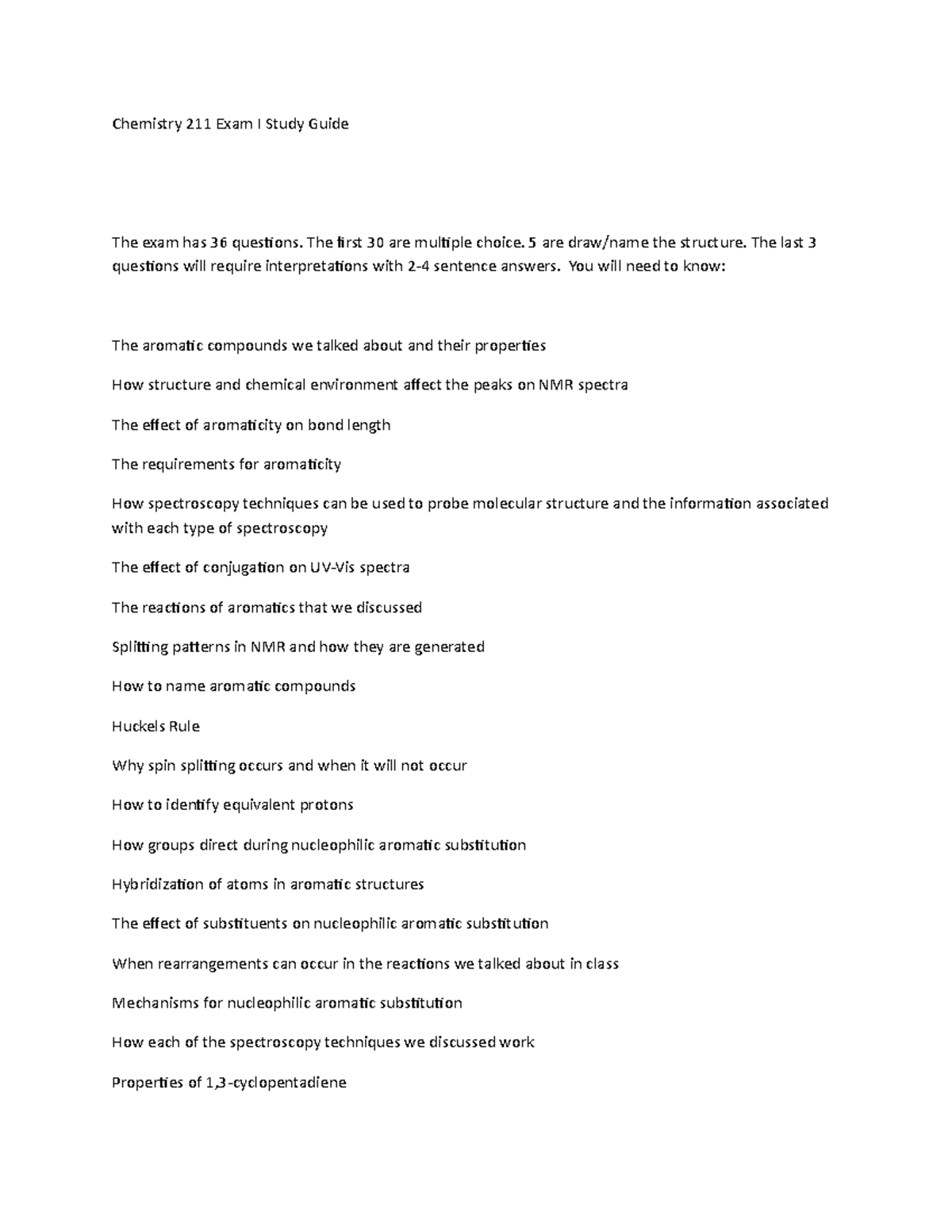 Study Guide for Organic Chemistry II - CHEM 262 - Bellevue College ...
