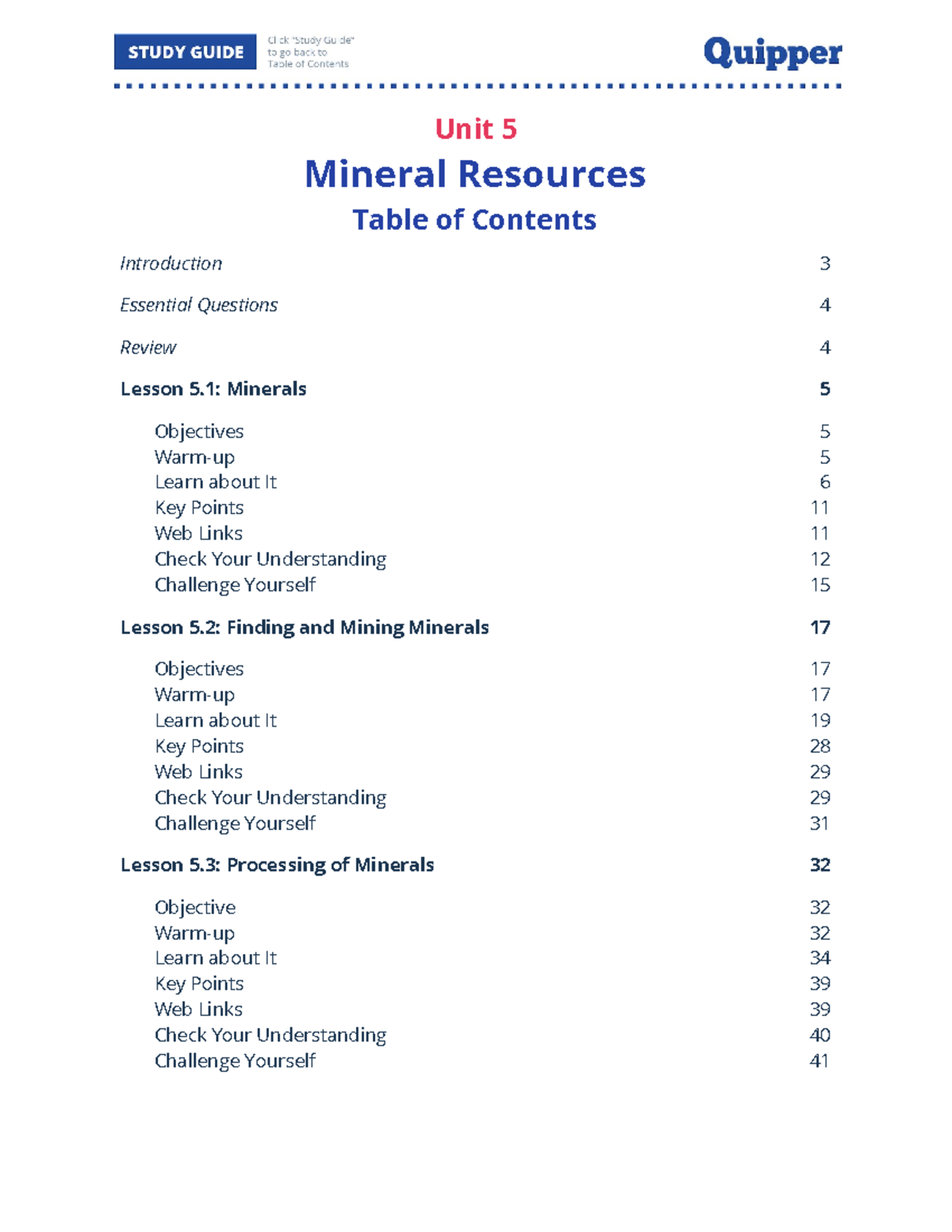 Earth Science SHS Unit 5 Mineral Resources (Study Guide) - Unit 5 ...