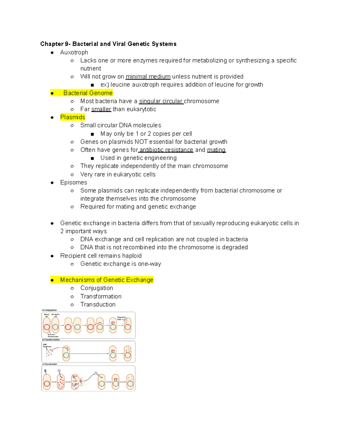 Genetics Chapter 5 Part 1 - Chapter 9- Bacterial and Viral Genetic Systems Auxotroph Lacks one ...