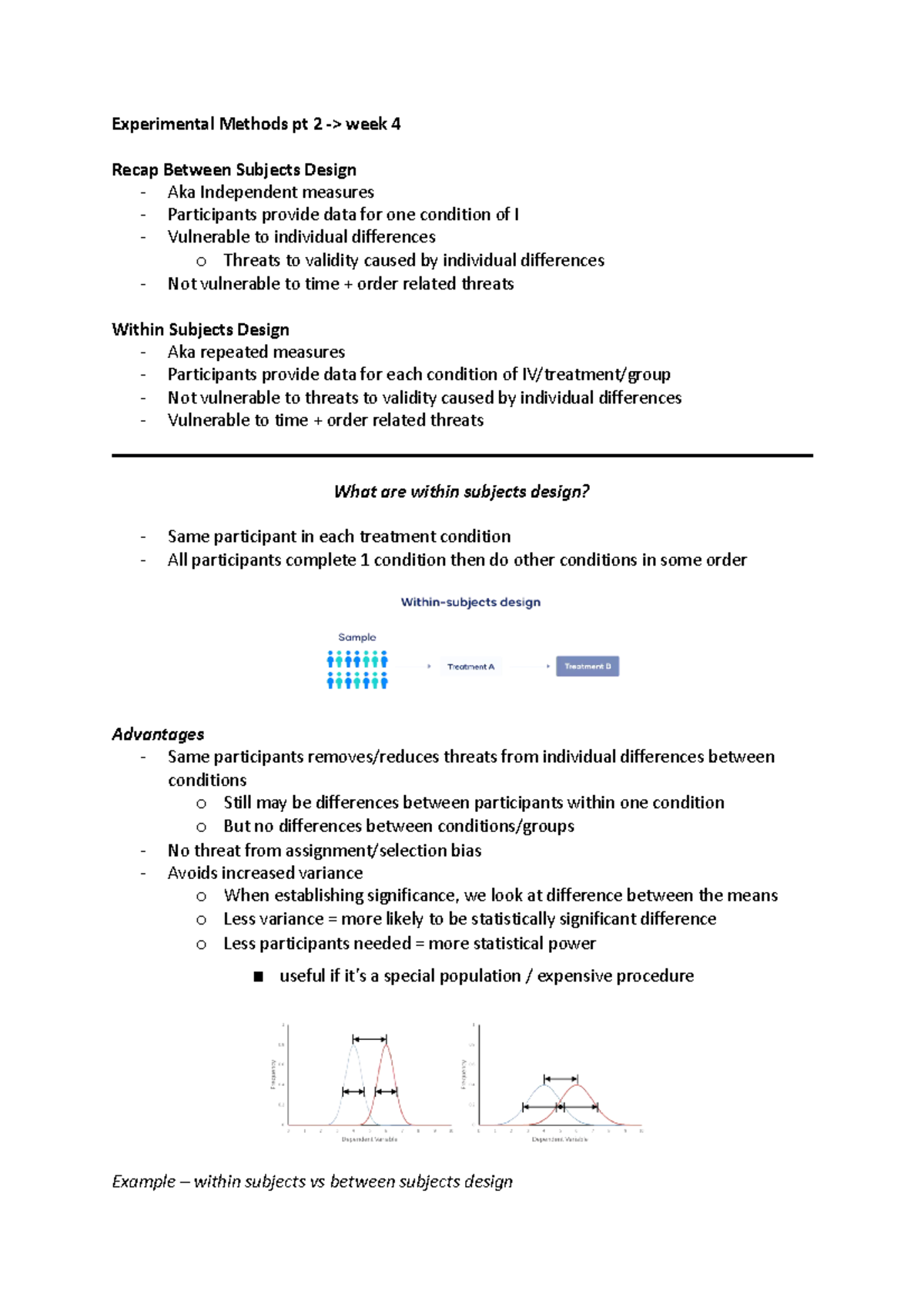 Week 4 Lecture Notes Week 4 Experimental Methods Pt 2 Week 4