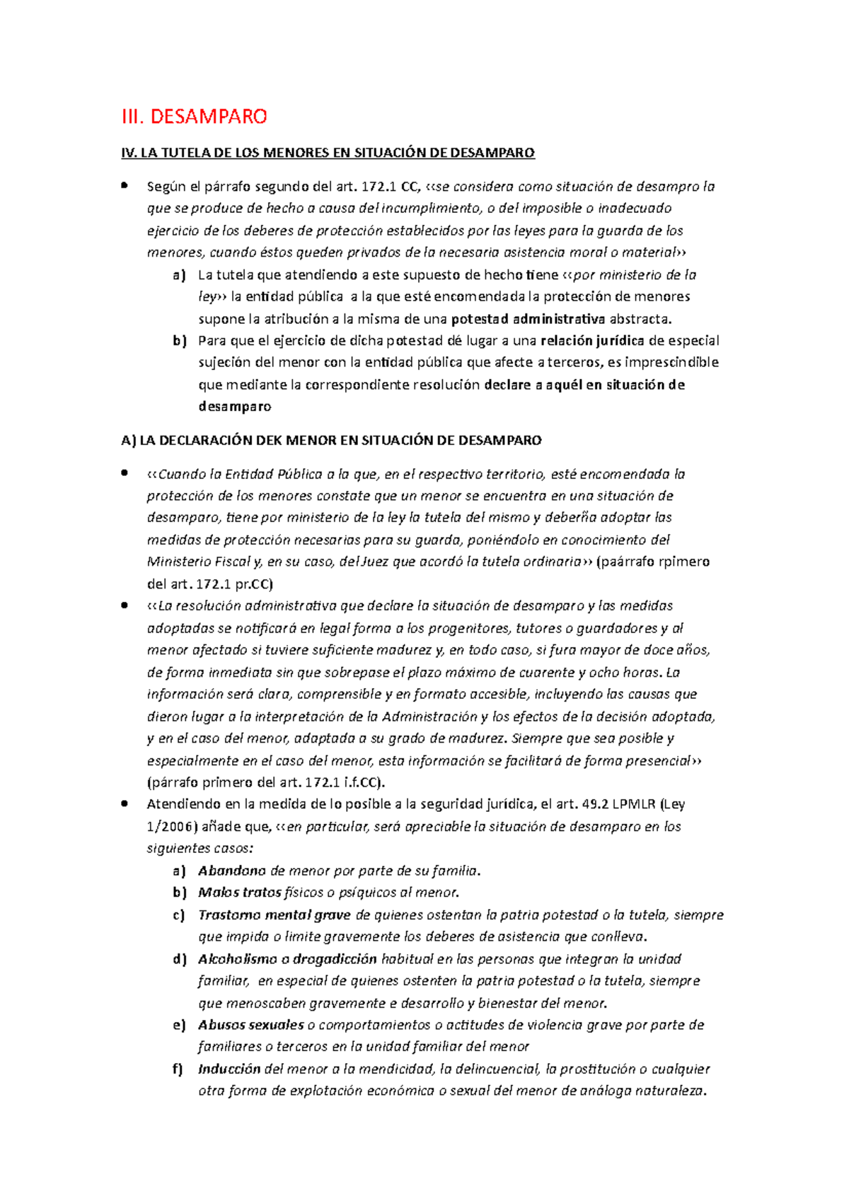 III - Desamparo - III. DESAMPARO IV. LA TUTELA DE LOS MENORES EN ...