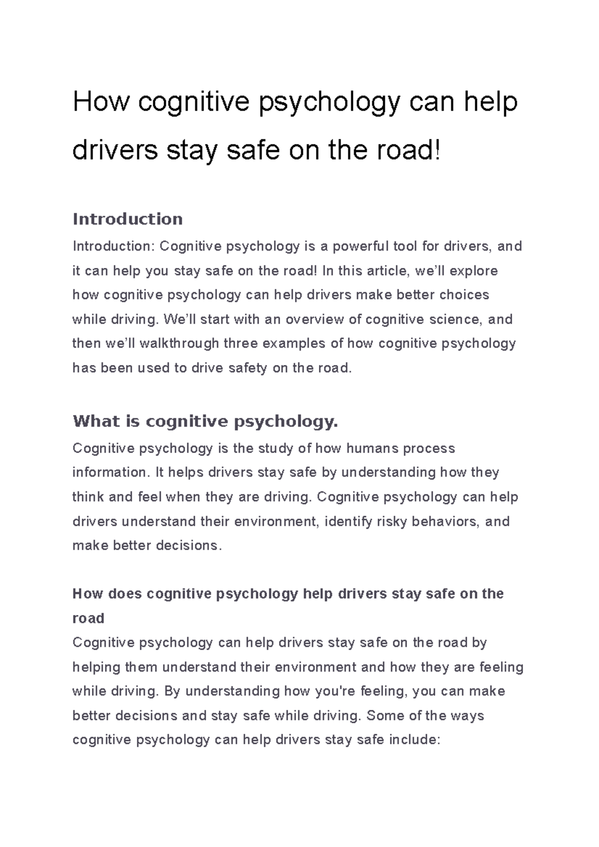 How cognitive psychology can help drivers stay safe on the road - How ...
