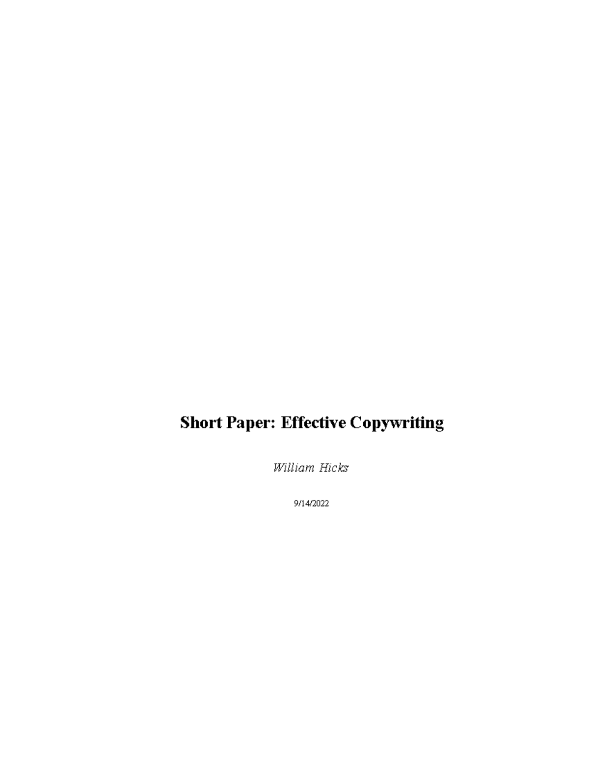 Effective Copywritting - Short Paper: Effective Copywriting William ...