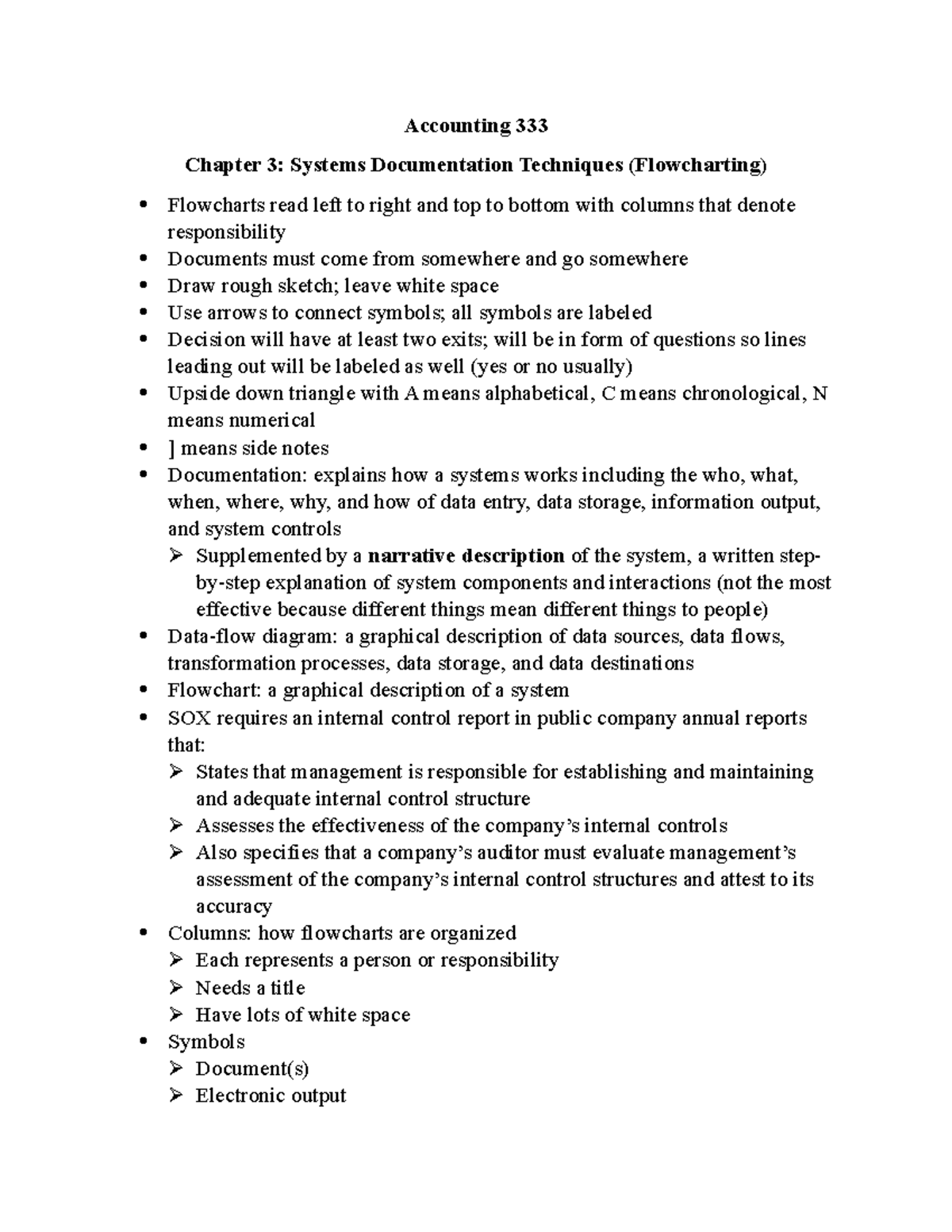 Chapter 3 Flowcharts - Acct 333. Bundy. Spring 2019. Made A ...