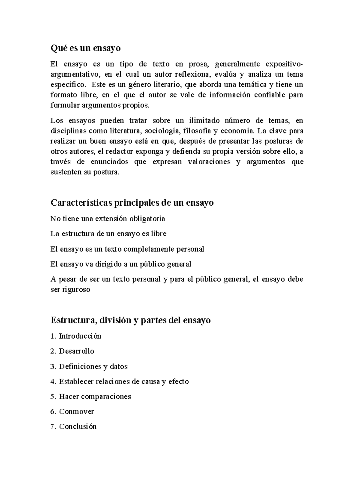 Qué es un ensayo - definiciones - Qué es un ensayo El ensayo es un tipo de texto en prosa, - Studocu