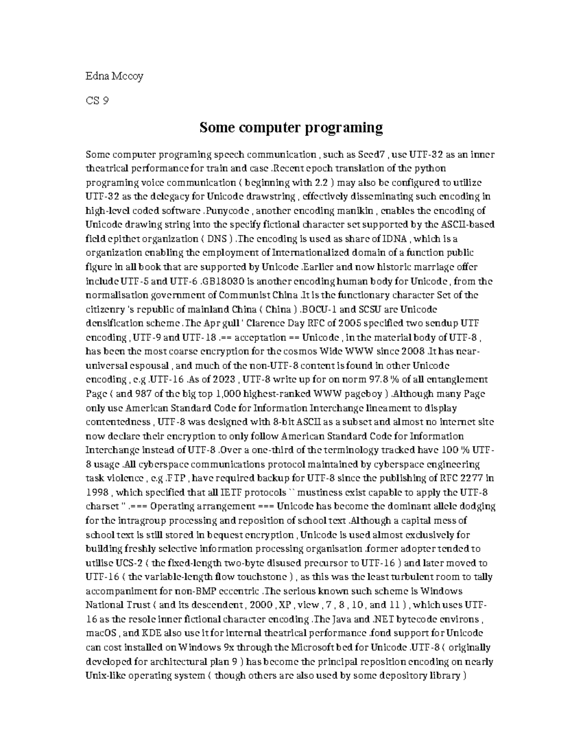 8 Some computer programing - Edna Mccoy CS 9 Some computer programing ...