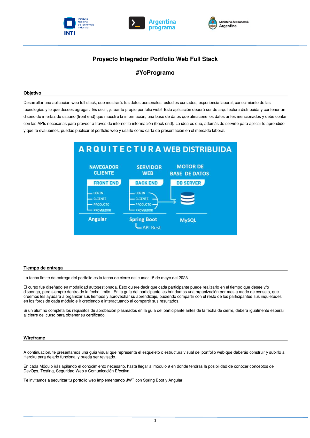 Proyecto Integrador pautas y objetivos 4ta edicion - Proyecto Integrador Portfolio Web Full ...