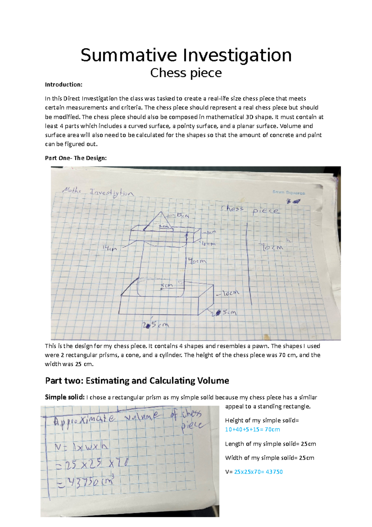 Summative Investigation chess piece - Summative Investigation Chess ...
