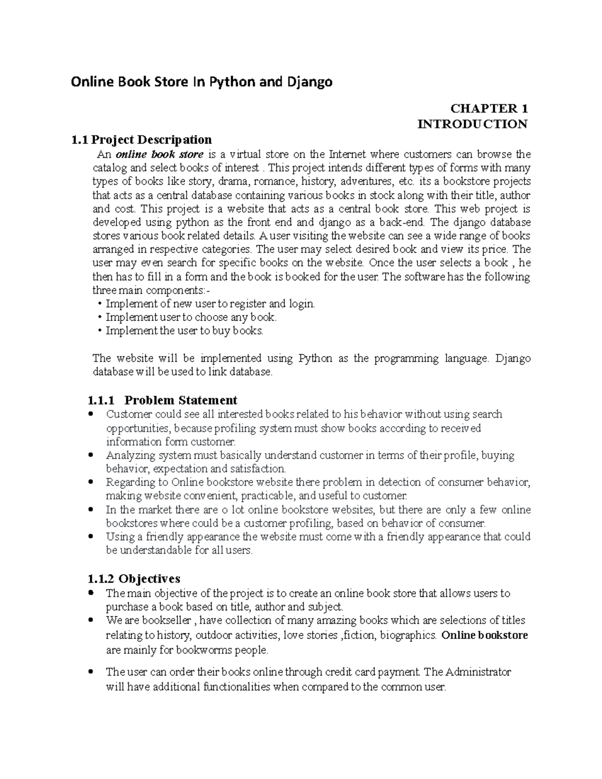Online Book Store In Python and Django report - Online Book Store In Python and Django CHAPTER 1 ...