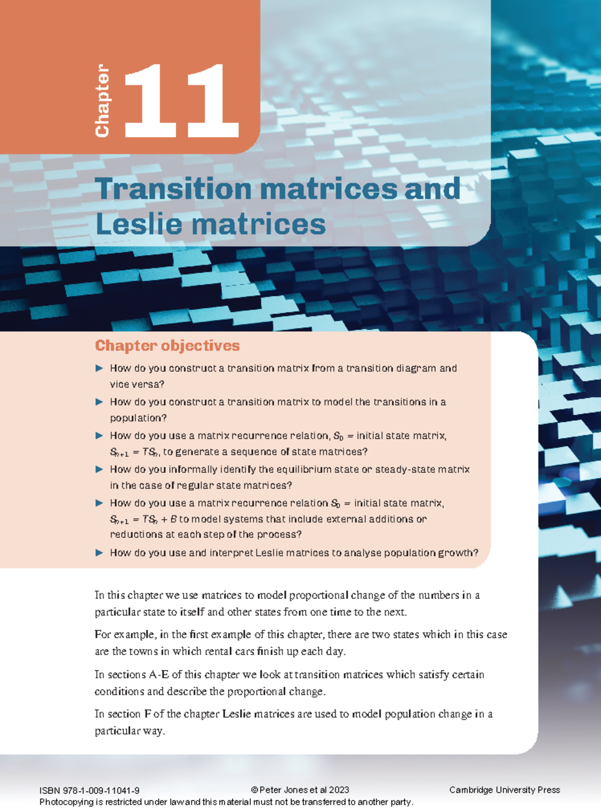 Chapter 11 Transition matrices and Leslie matrices - Chapter 11 ...