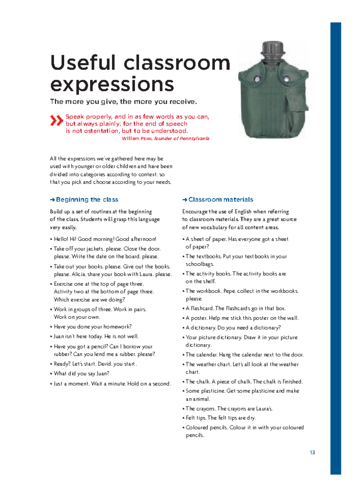 Classroom language - Useful classroom expressions The more you give ...