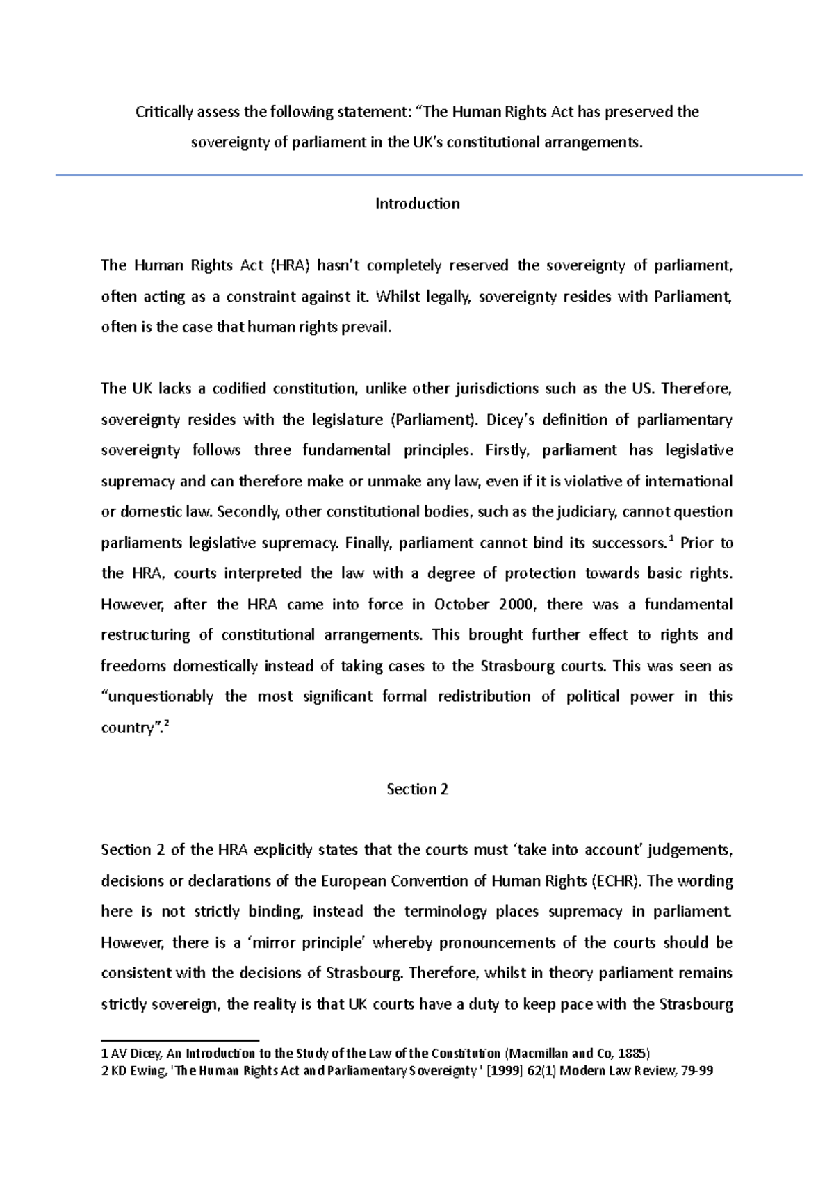 Human Rights Assignment - Criically assess the following statement ...