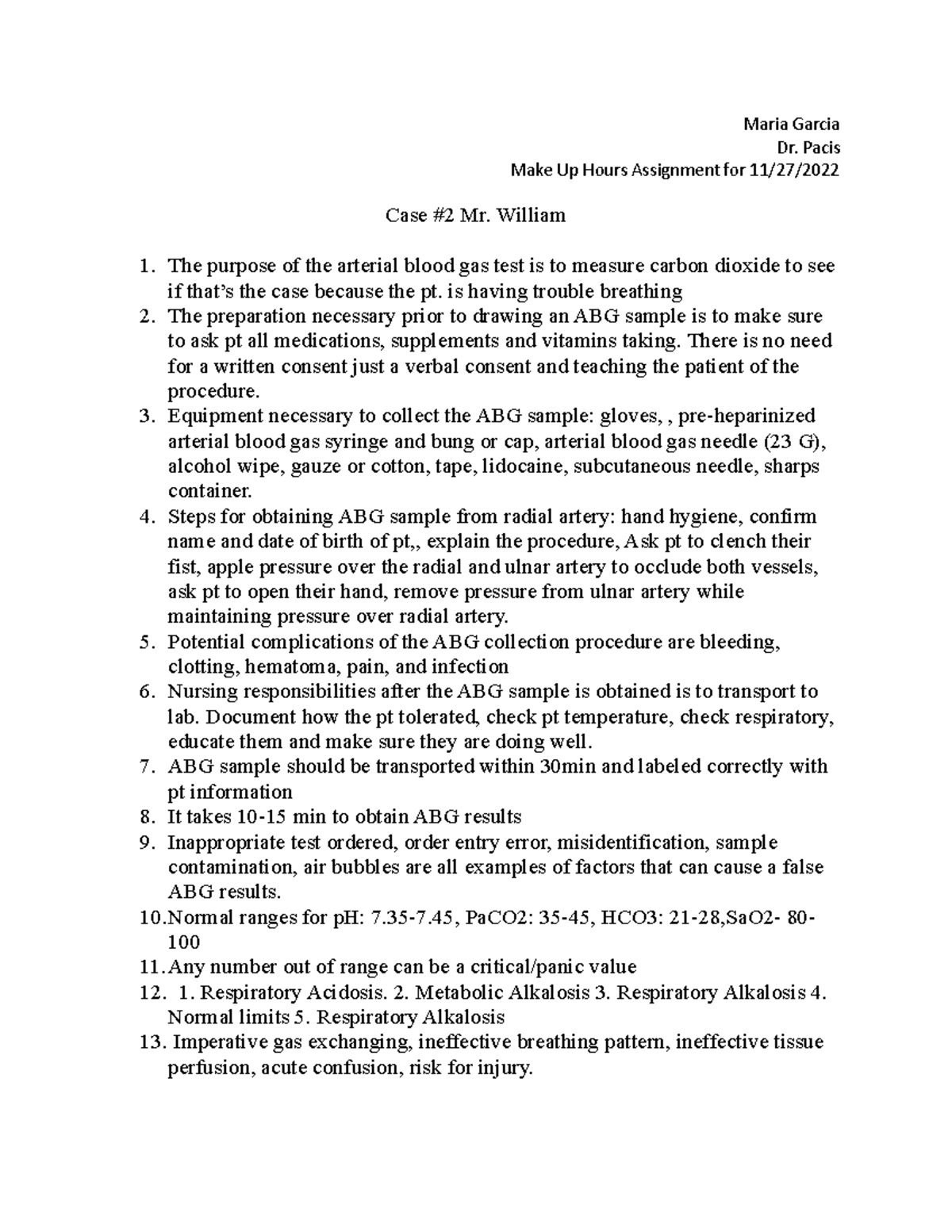 Assingment for make up hours - Maria Garcia Dr. Pacis Make Up Hours ...