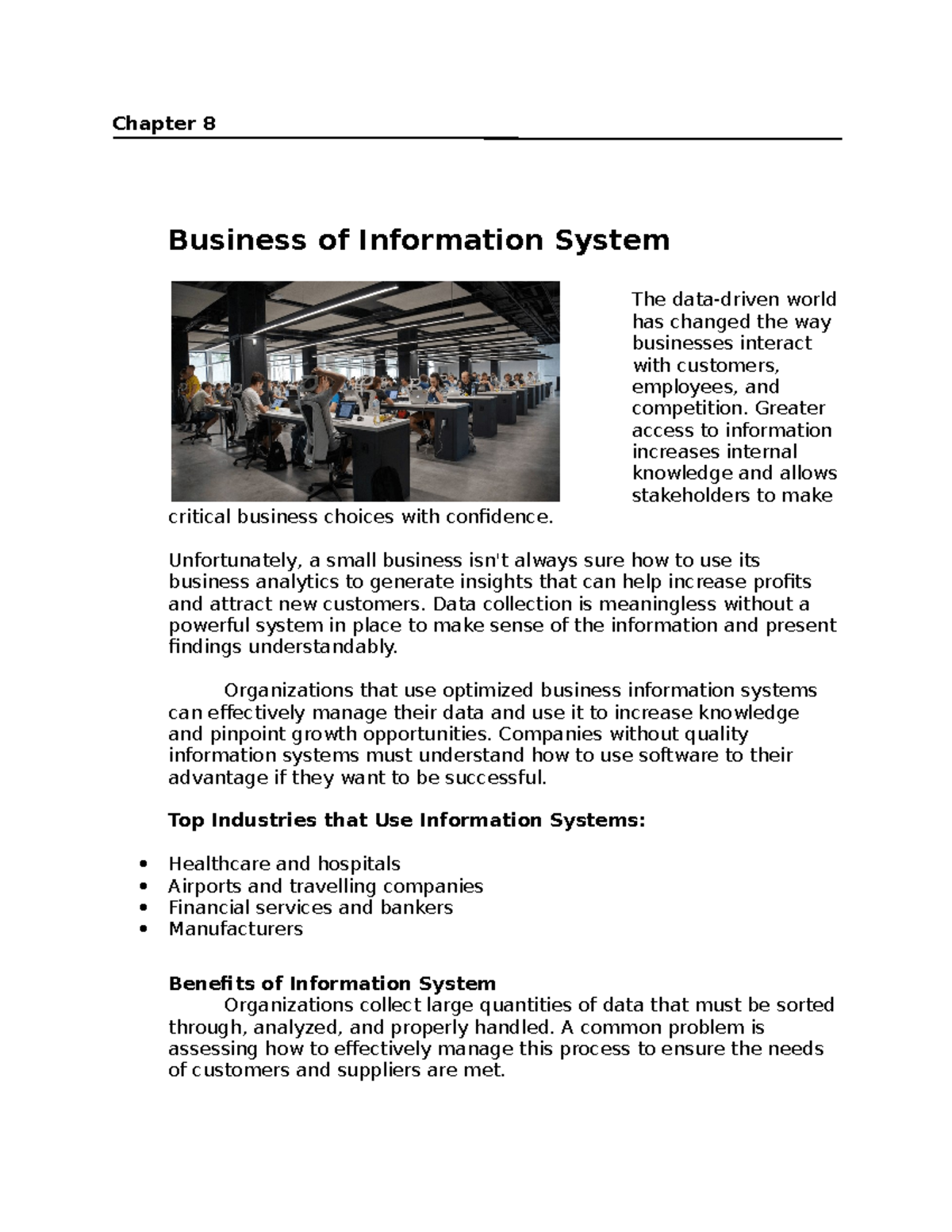 Chapter-8 - okay - Chapter 8 Business of Information System The data ...