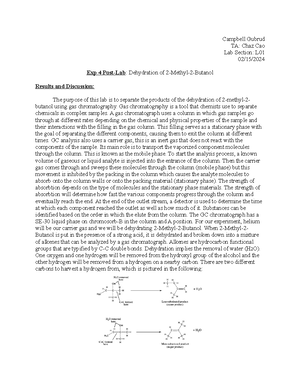 Experiment 6 - exp 6 biochem lab - 1 Chem 026-L 25 March 2019 ...