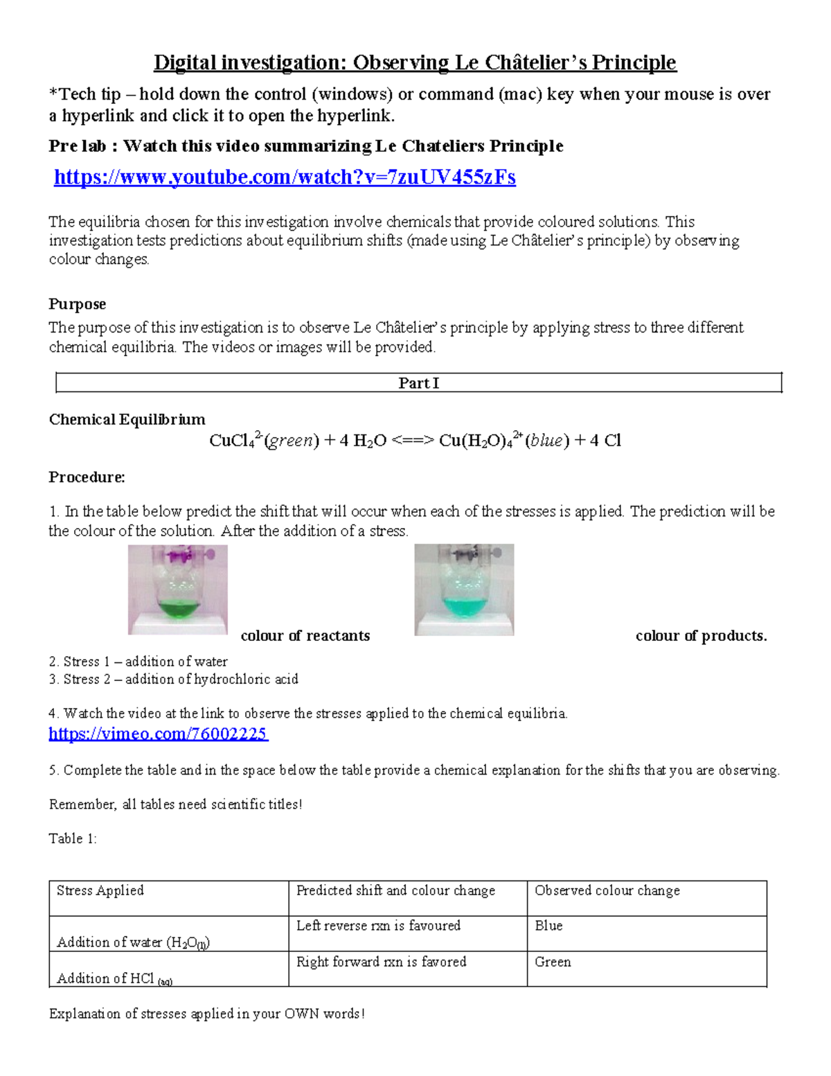 Testing Le Chatelier's Principle - Digital Lab - Digital investigation ...