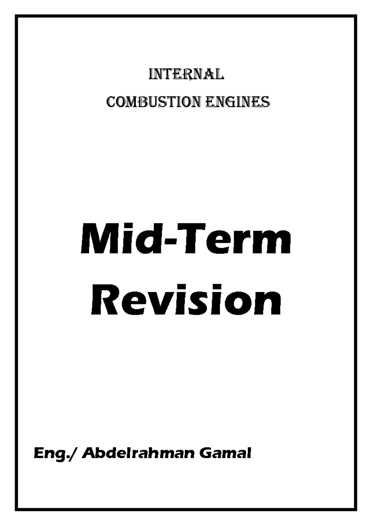 Mid-Term Revision - ى احتراق محركات - Internal combustion ENGINES Mid ...
