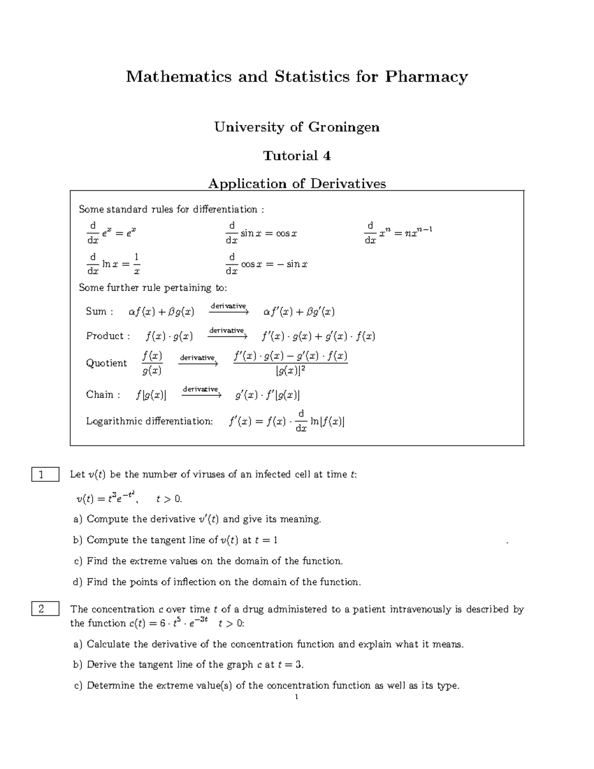Math Stat Tutorial 4 - Mathematics and Statistics for Pharmacy ...