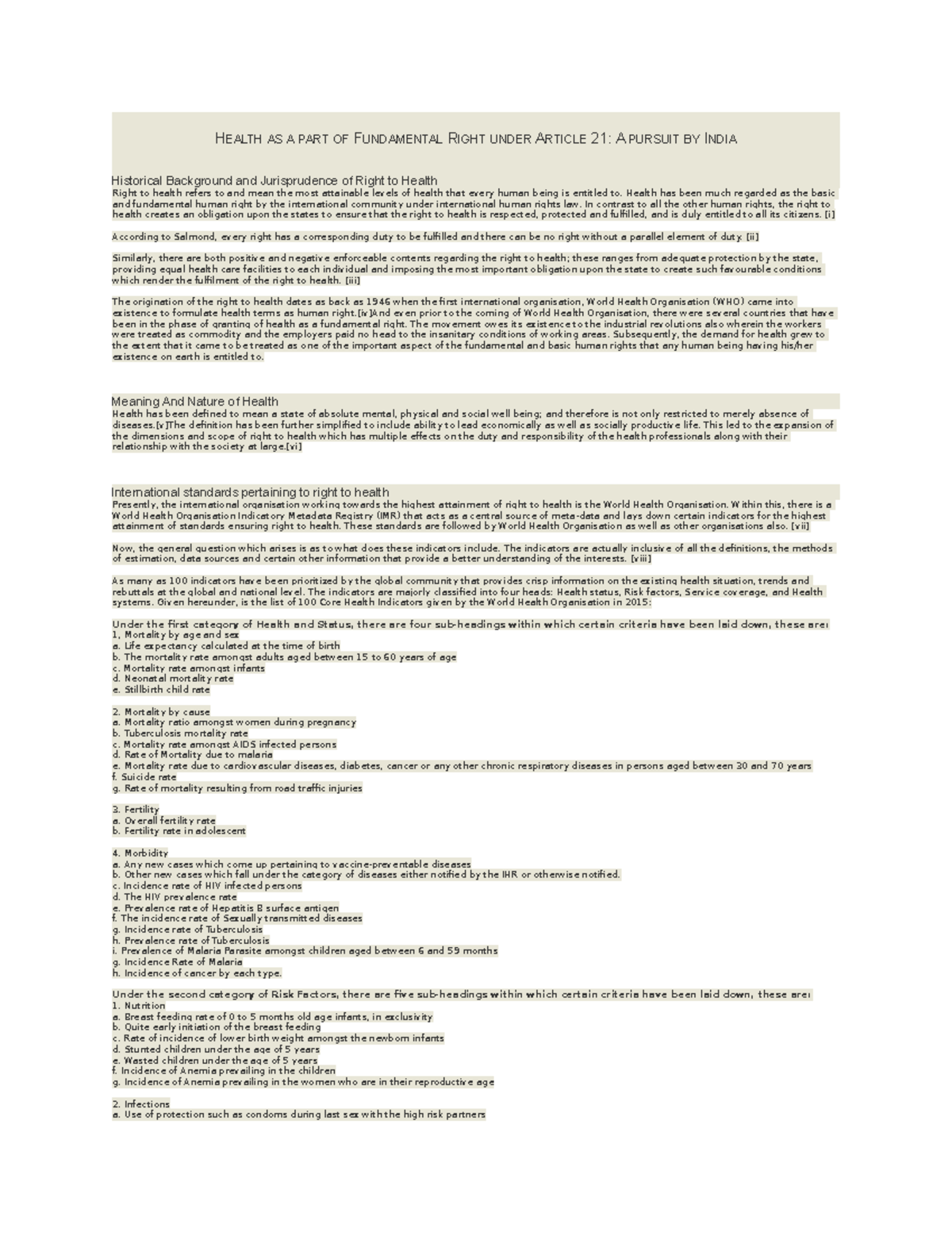 Health as a part of Fundamental Right under Article 21 - HEALTH AS A ...
